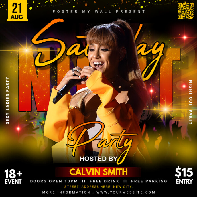 Black Saturday Night Party Instagram Post Template | PosterMyWall