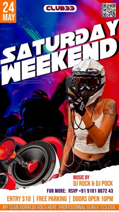Black Saturday Night Weekend Party Ads Instag Template | PosterMyWall