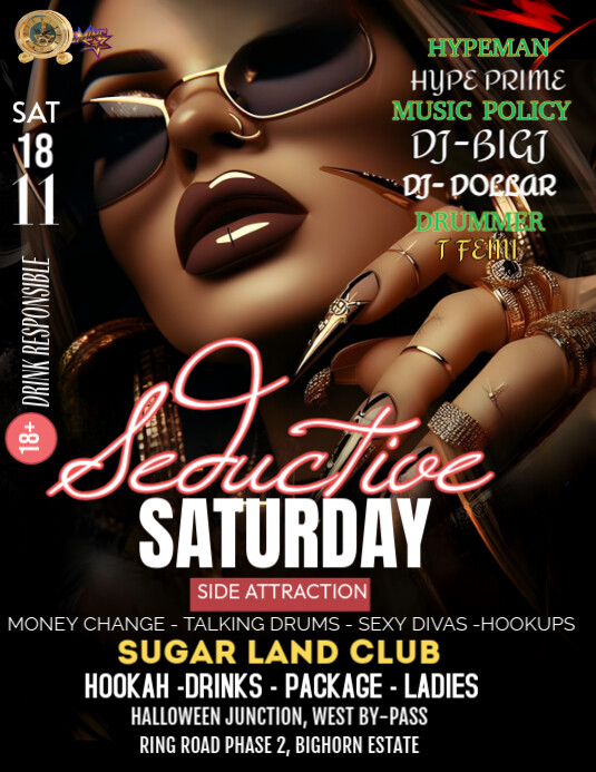 Copy of Black Seductive Saturday Party Flyer (us Letter) | PosterMyWall