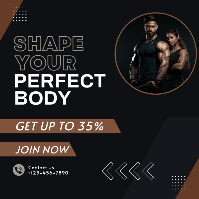 Black Shape-your-perfect-body Instagram Post เทมเพลต | PosterMyWall