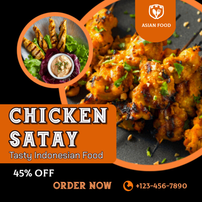 Copy of Black Simple Chicken Satay Indonesian Food Instagram Post ...