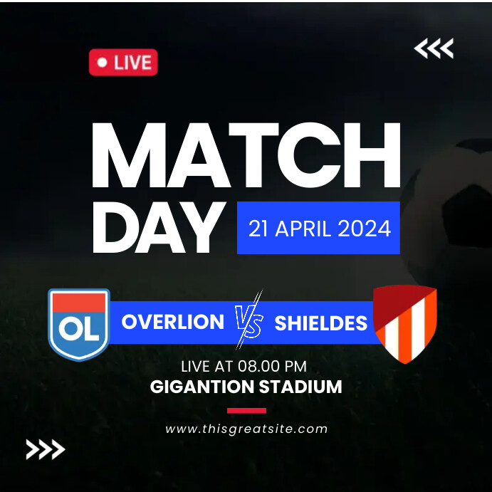 Black Simple Match Day Template | PosterMyWall