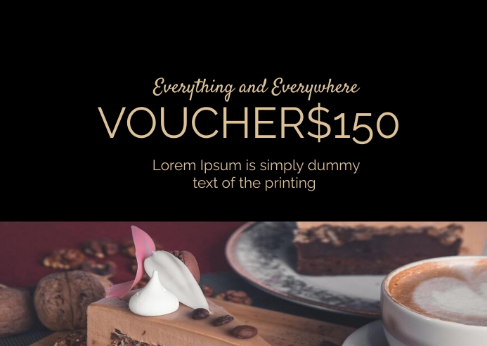 Black Simple Restaurant Gift Voucher Card Template | PosterMyWall