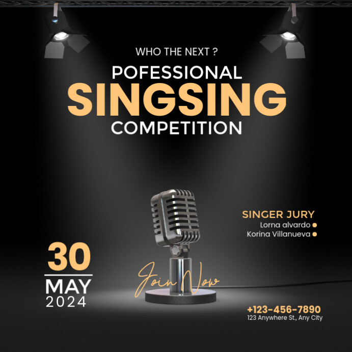 Black Singing Competition Instagram Post Template | PosterMyWall