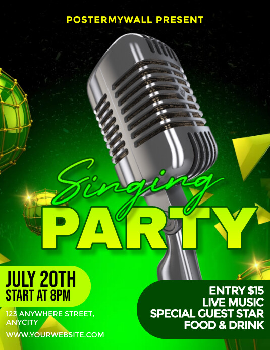 Black Singing Party Pamflet (letter As) Template | PosterMyWall
