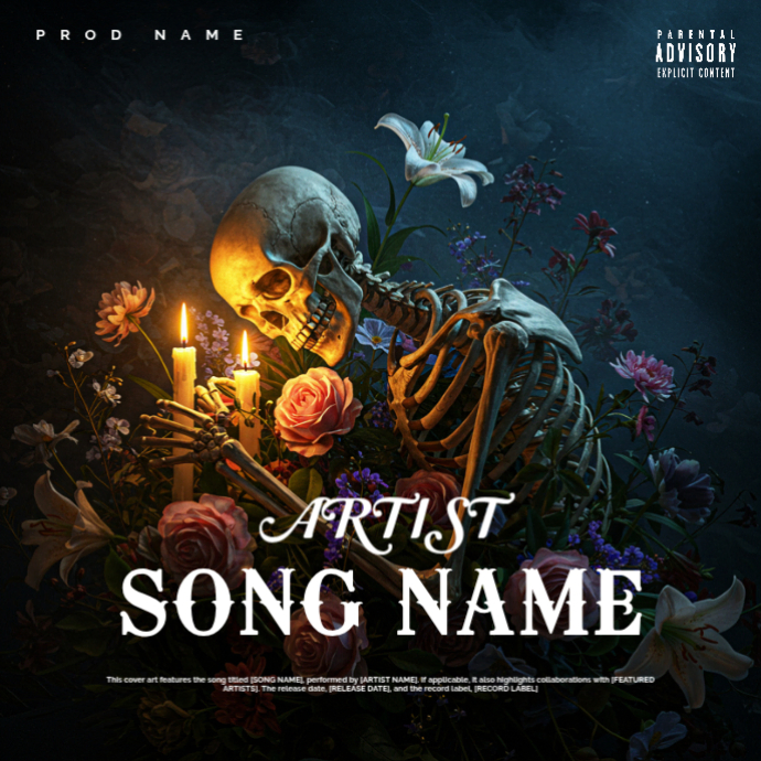 Black Skeleton Overthinker Album Cover Template | PosterMyWall