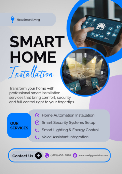 Black Smart Home Installation Services Poster Template A2 | PosterMyWall
