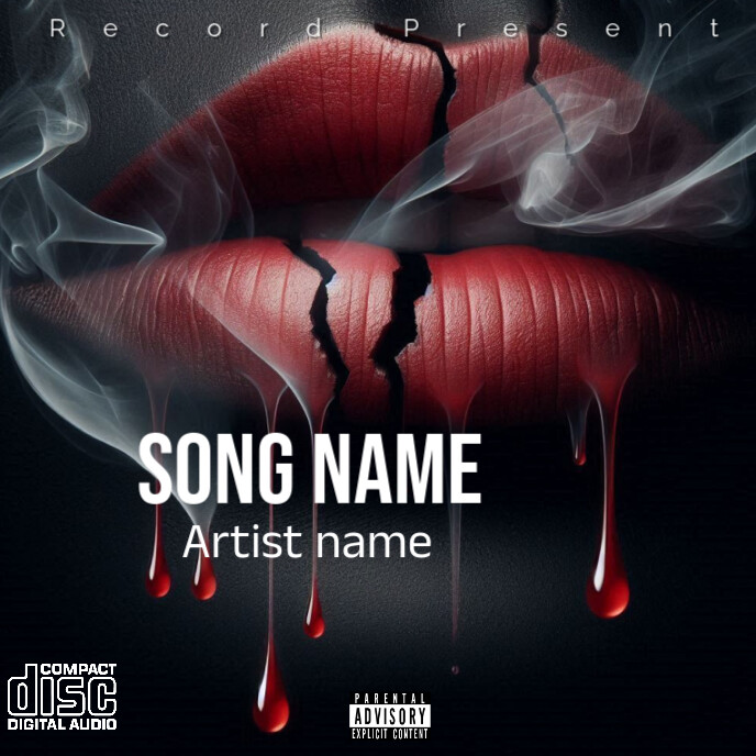 Black Smokey Red Lips Song Album Cover Album Cover Template | PosterMyWall