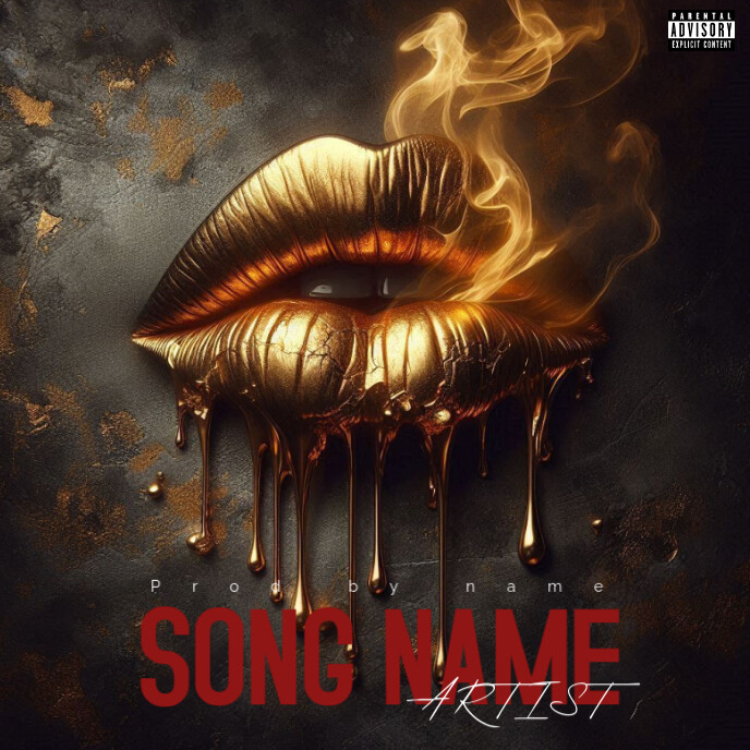 Black Smoky Golden Lips Album Cover Template | PosterMyWall