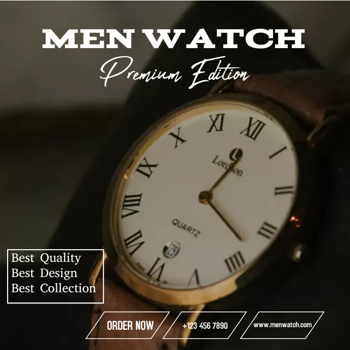 Copy of Black Soft Men Watch Template | PosterMyWall