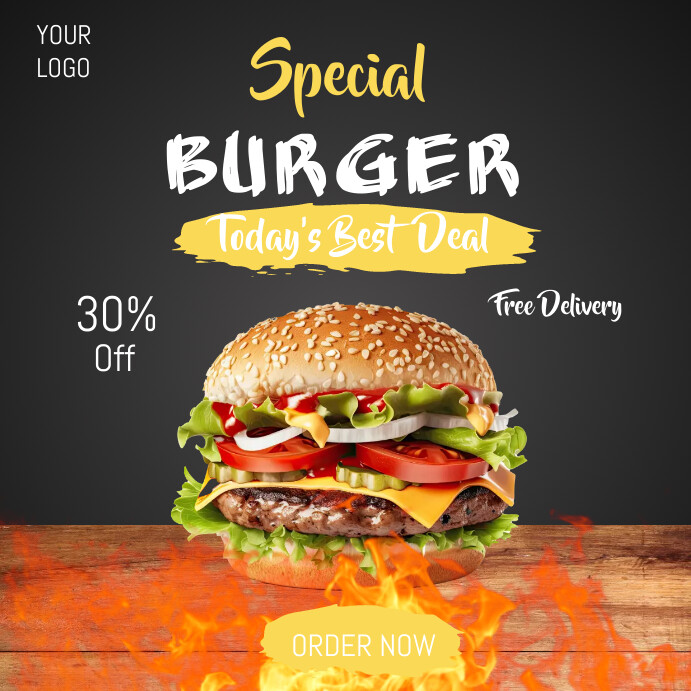 Plantilla de Black Special Burger Offer Template Instagr | PosterMyWall