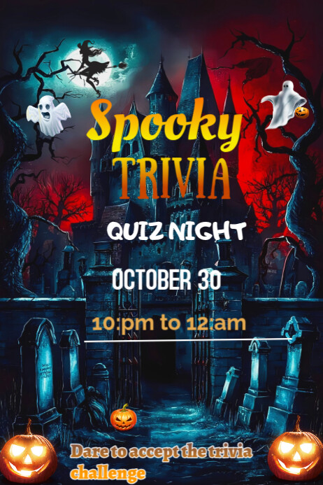 Black Spooky Trivia Quiz Night Poster Template | PosterMyWall