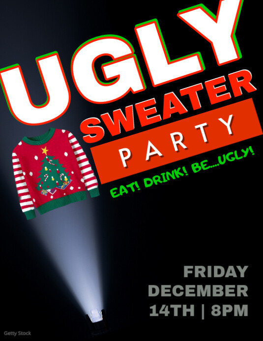 Copy of Black Spotlight Ugly Sweater Dangling Santa Flyer Template ...