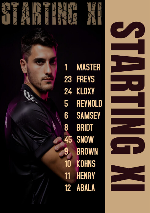 Modèle Black Starting Xi A4 | PosterMyWall
