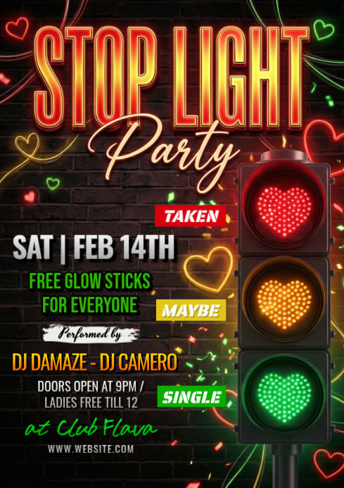 Black Stop Light Party A4 Template | PosterMyWall
