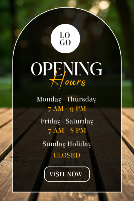 Plantilla de Black Store Opening Hours Poster | PosterMyWall