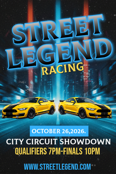 Black Street Racing Event Pinterest Graphic Template | PosterMyWall