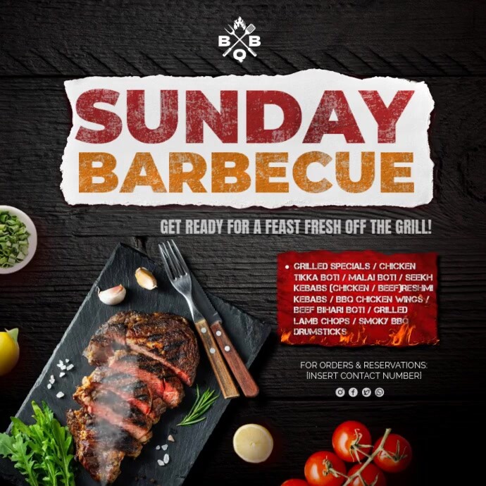 Plantilla de Black Sunday Barbeque Instagram Post | PosterMyWall