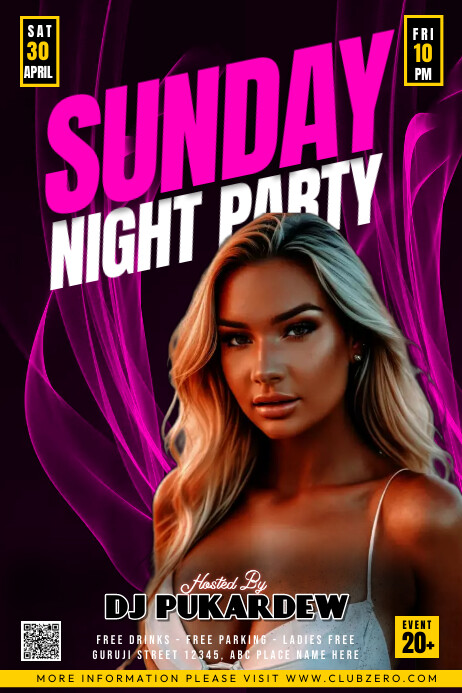 Black Sunday Night Party Poster Template | PosterMyWall