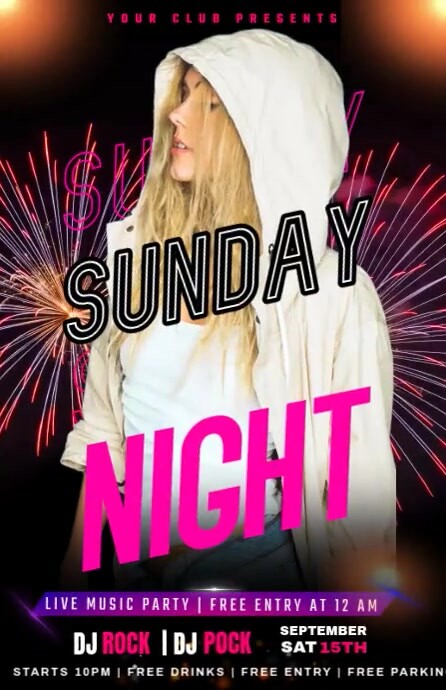 Black Sunday Night Party Tabloid Templat | PosterMyWall