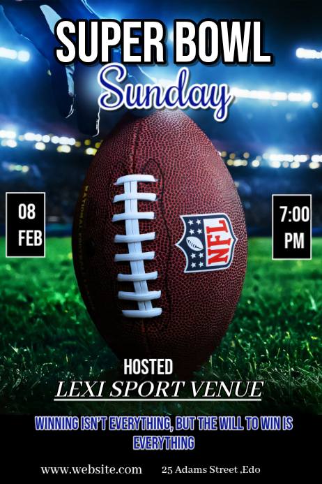 Black Super Bowl Event Poster Template | PosterMyWall