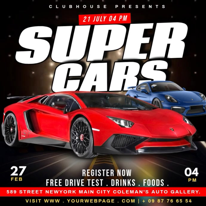 Black Supercar Event Instagram Post Video Template | PosterMyWall
