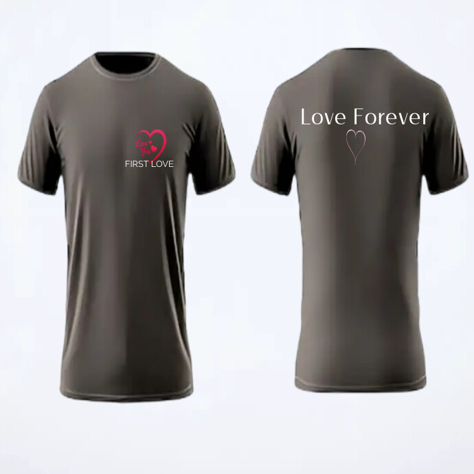 Black T-shirt with round neck and first Love Template | PosterMyWall