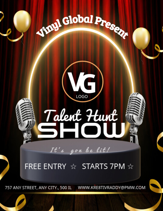 Black Talent Hunt Show Flyer (us Letter) Template | PosterMyWall