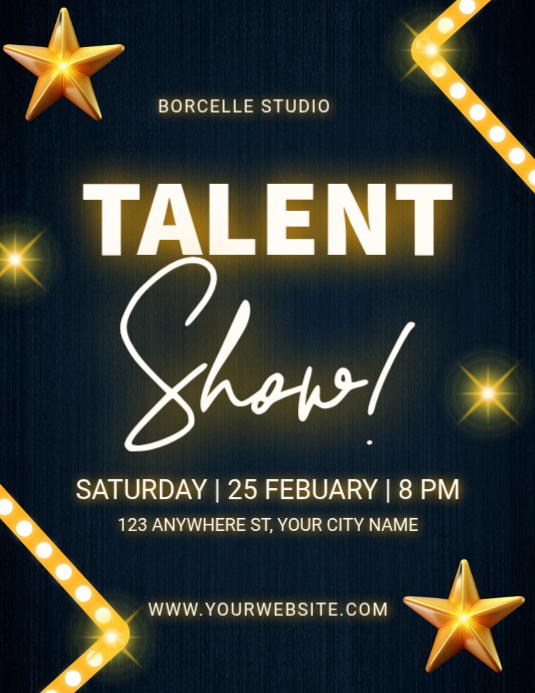 Black Talent Show Flyer Template | PosterMyWall