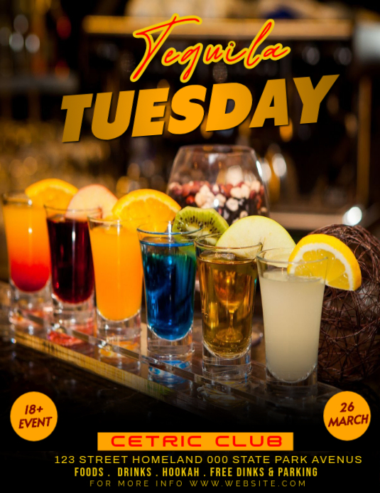Black Tequila Tuesday Event Flyer Template | PosterMyWall