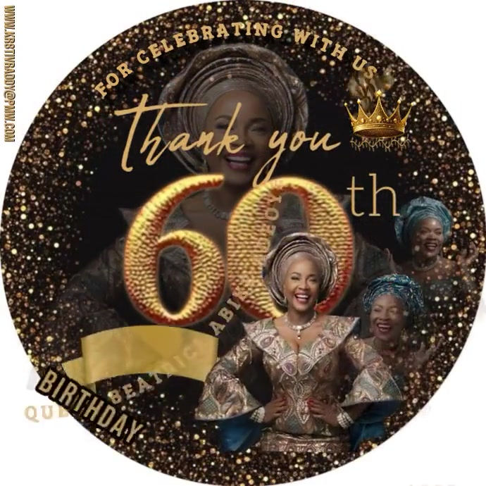 Plantilla de Black Thank You 60th Birthday Sticker Card Instagram Post ...