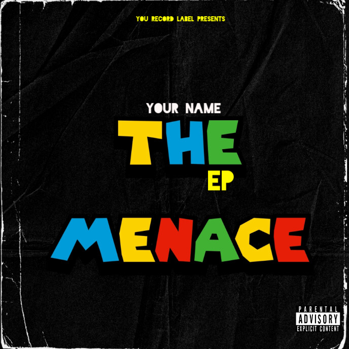 Black The Menace Album Cover Template | PosterMyWall