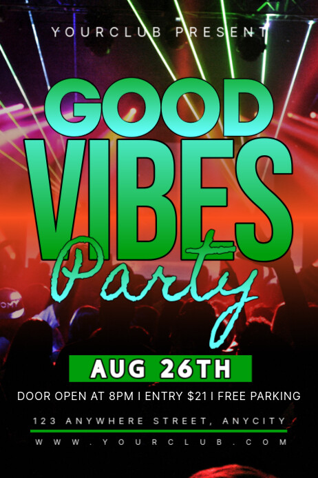 Black Tipografi Good Vibes Party Poster Template | PosterMyWall