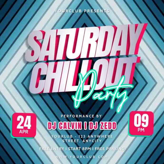 Black Tipografi Saturday Chillout Party Pos Instagram Template ...