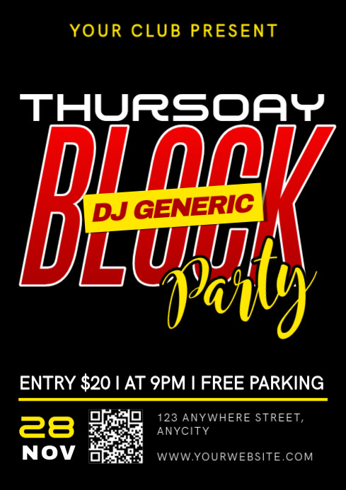 Copy of Black Tipografi Thursday Block Party A1 | PosterMyWall