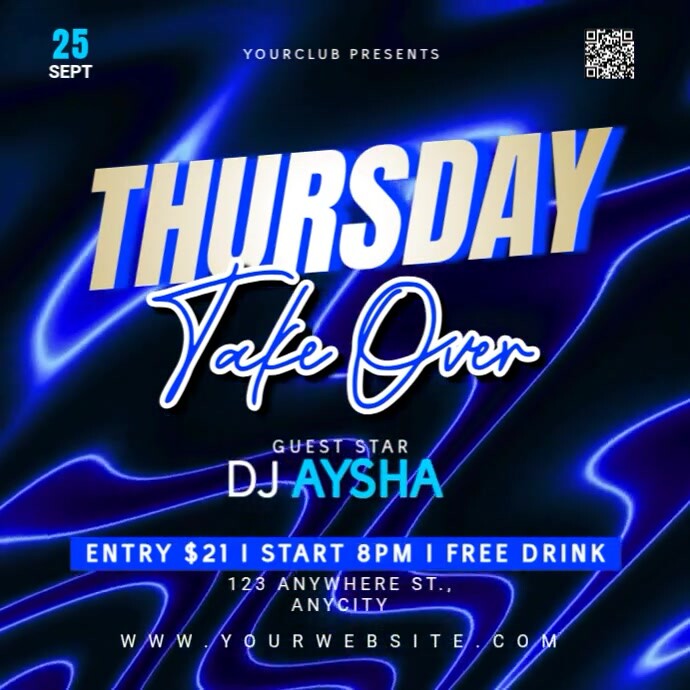 Plantilla de Black Tipografi Thursday Take Over Party Pos Instagram ...