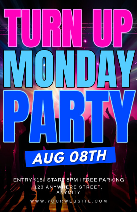 Black Tipografi Turn Up Monday Party Tabloid Template | PosterMyWall