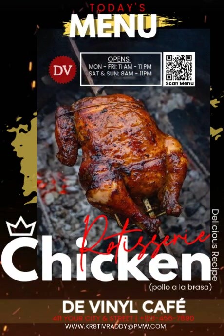 Black Today's Menu - Chicken Rotisserie Poster Template | PosterMyWall