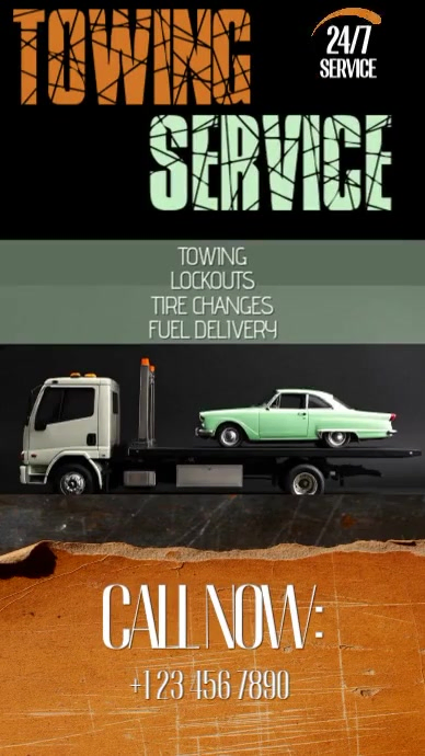 Black Towing Service Flyer Ad Animated Template | PosterMyWall