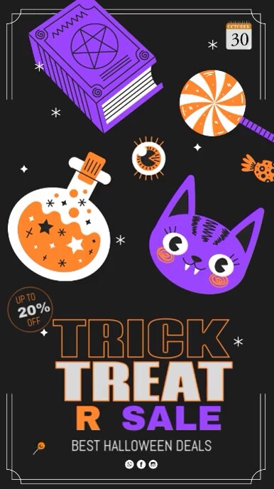 Copy of Black Trick Or Treat Instagram Reel | PosterMyWall