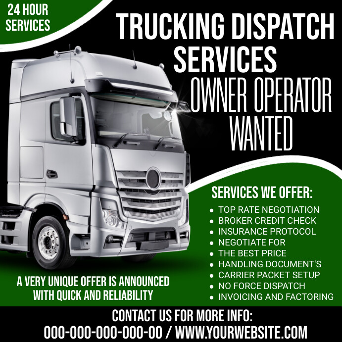 Black Trucking Dispatch Services Flyer Insta Template | PosterMyWall