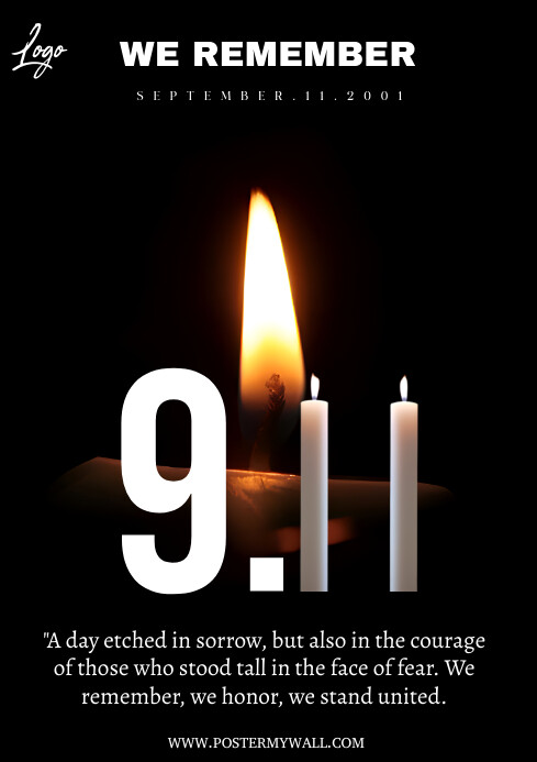 Plantilla de Black Typographic 9/11 Remembrance Flyer A4 | PosterMyWall