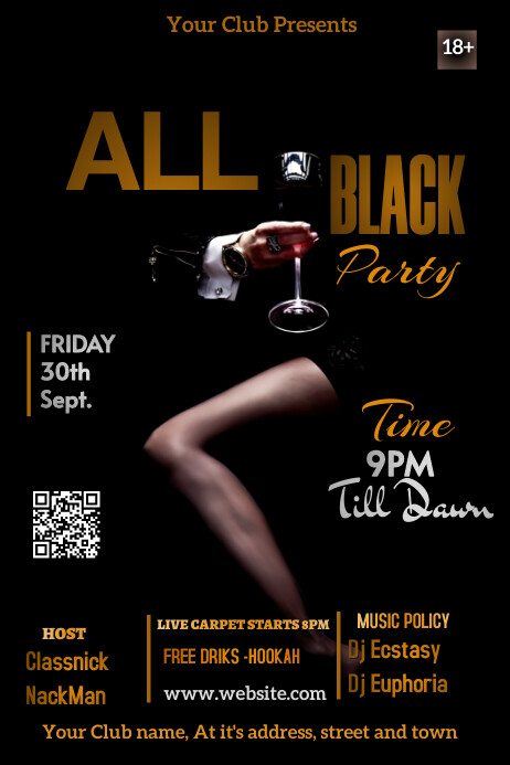 Plantilla de Black Typographic All Black Party Poster | PosterMyWall