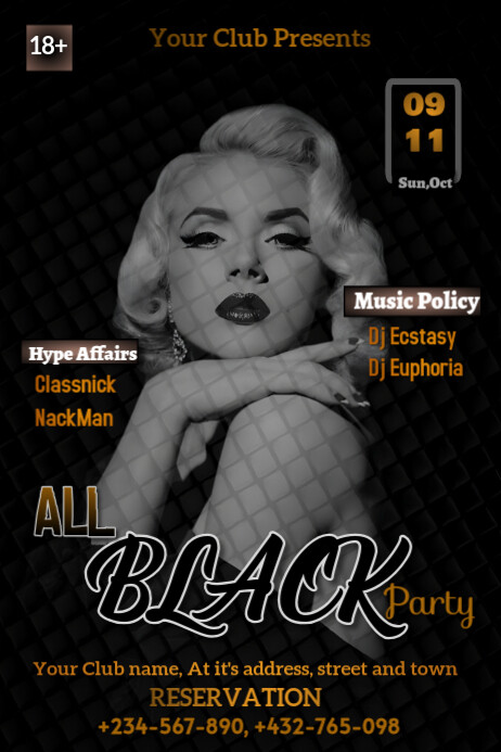 Plantilla de Black Typographic All Black Party Poster | PosterMyWall