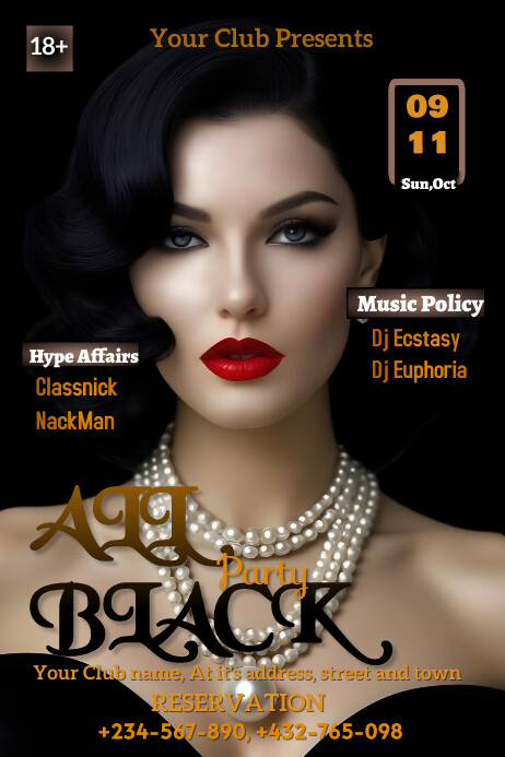 Black Typographic All Black Party Poster Template | PosterMyWall