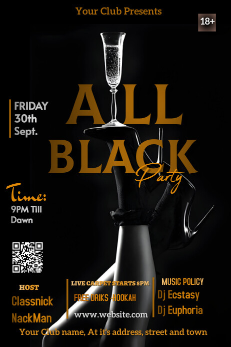 Plantilla de Black Typographic All Black Party Poster | PosterMyWall
