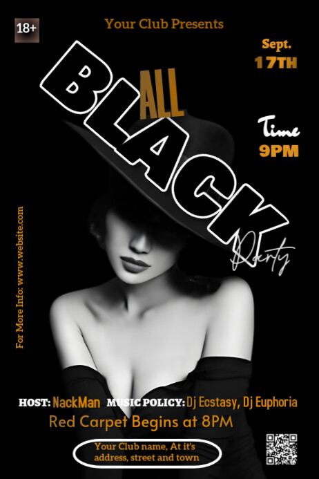 Plantilla de Black Typographic All Black Party Poster | PosterMyWall
