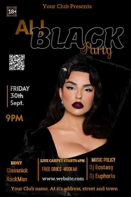Plantilla de Black Typographic All Black Party Poster | PosterMyWall