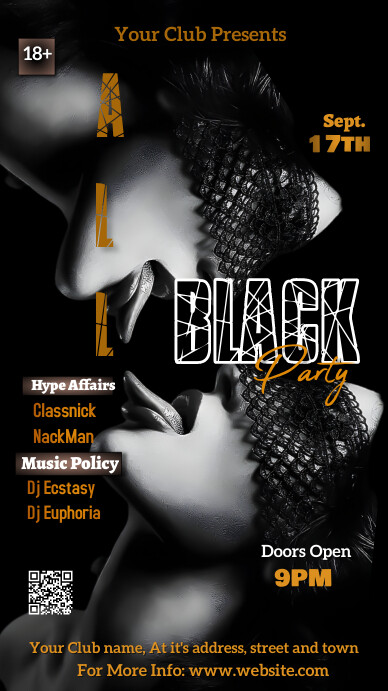 Black Typographic All Black Party Whatsapp St Template | PosterMyWall
