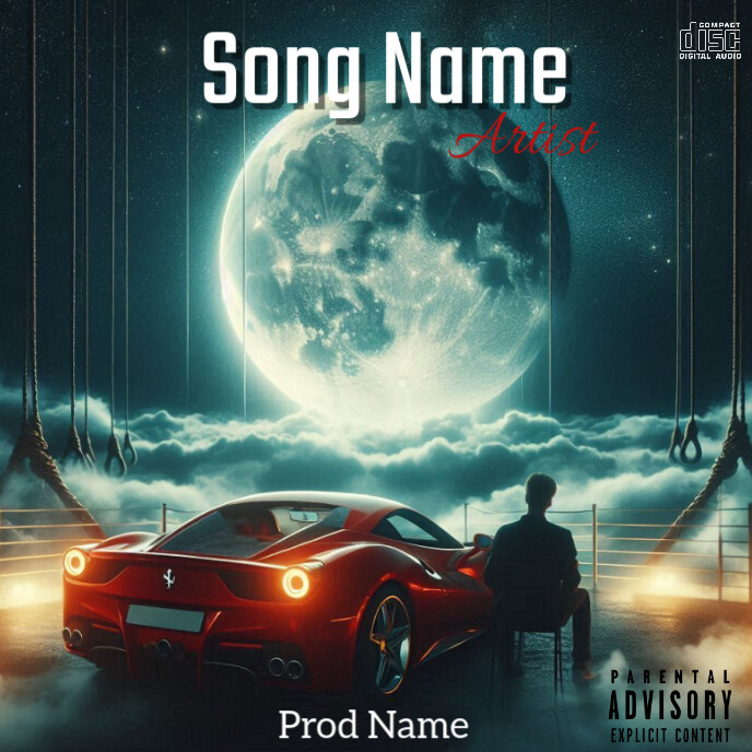 Black Typographic Alone Man Car Song Mixtape Album Cover Template ...